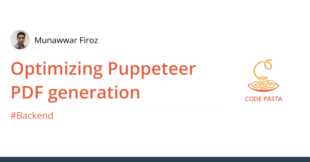 Optimizing Puppeteer PDF generation